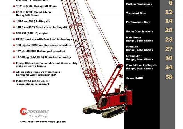 Manitowoc 555 crane - load chart, specs (2002 - 2017) | LECTURA Specs