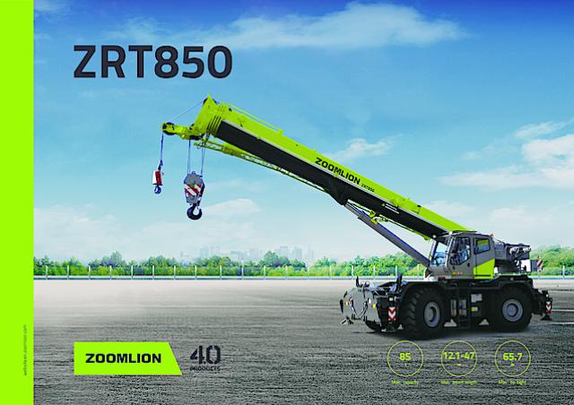 Zoomlion ZRT850 crane - load chart, specs (2017 - 2023) | LECTURA Specs
