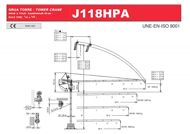 Jaso J118HPA crane - load chart, specs (2017 - 2024) | LECTURA Specs
