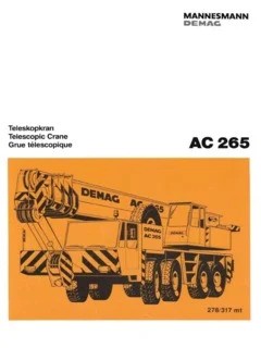 Terex-Demag AC 265 (8x6x8) Y crane - load chart, specs (1990 - 1995 ...