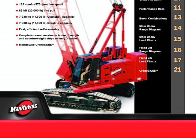 Manitowoc 111 E crane - load chart, specs & dimensions (2005 - 2012 ...