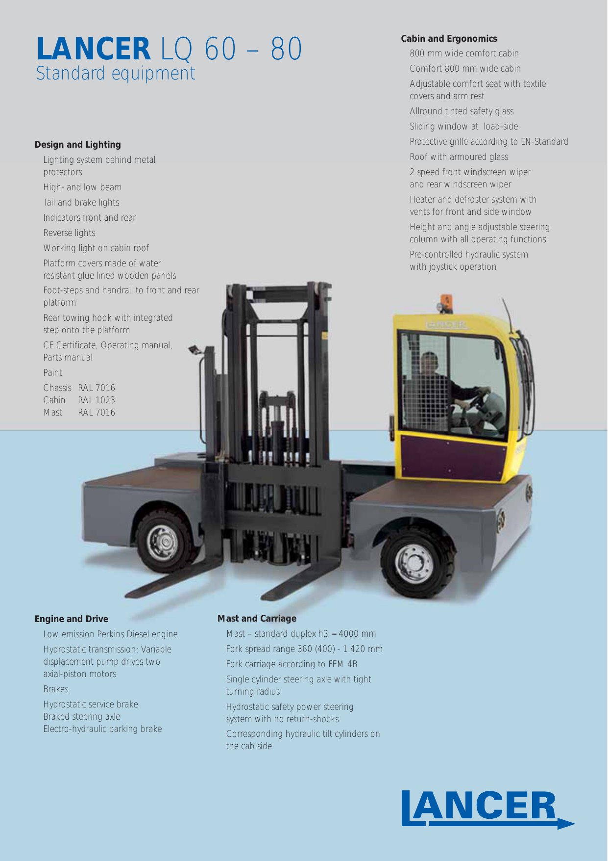 Lancer LQ 70 diesel 4 way forklift specs & dimensions (2003 - 2015 ...