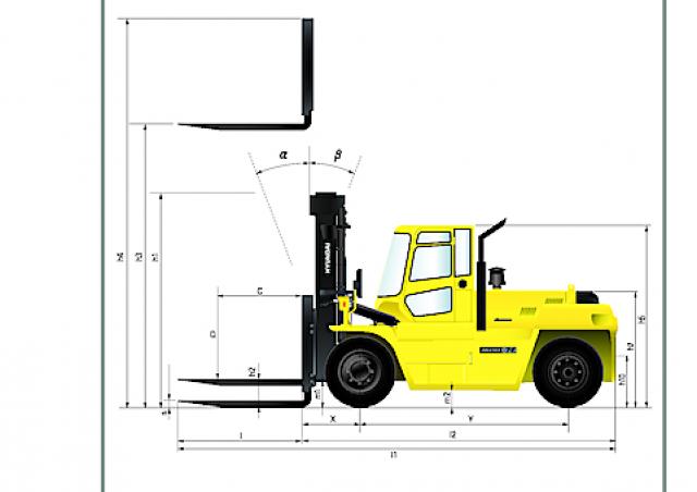 Hyundai 160 D 7 E diesel forklift specs & dimensions (2011 - 2019 ...