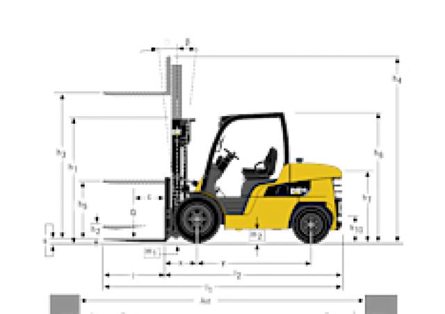 Caterpillar DP55N diesel forklift specs & dimensions (2010 - 2014 ...