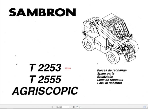Sambron T 2555 telehandler specs & dimensions (1995 - 1998) | LECTURA Specs