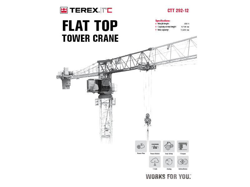 Terex Comedil (Zeppelin) CTT 292-12 crane - load chart, specs ...