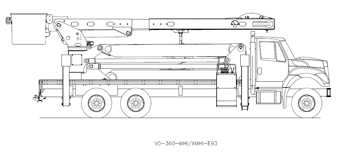 Versalift VO-360XMHI-E93 Specs & Dimensions (2017 - 2025) | Trailer Mounted Articulating Boom ...