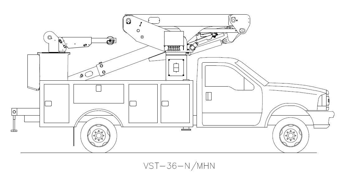 Versalift VST-36-N Specs & Dimensions (2017 - 2025) | Trailer Mounted Articulating Boom Lifts ...