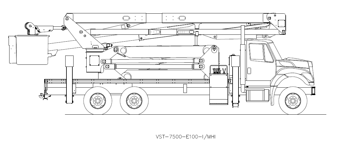 Versalift VST-7500MHI-E100 ELEVATOR Specs & Dimensions (2017 - 2025) | Trailer Mounted ...