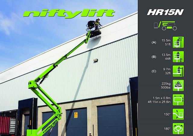 Niftylift HR15N Specs & Dimensions (2017 - 2025) | Wheeled Articulating ...